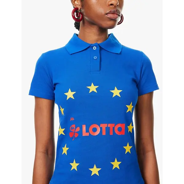 Mowalola Mowaland Euro Brand-Print Slim-Fit Cotton Polo Shirt M